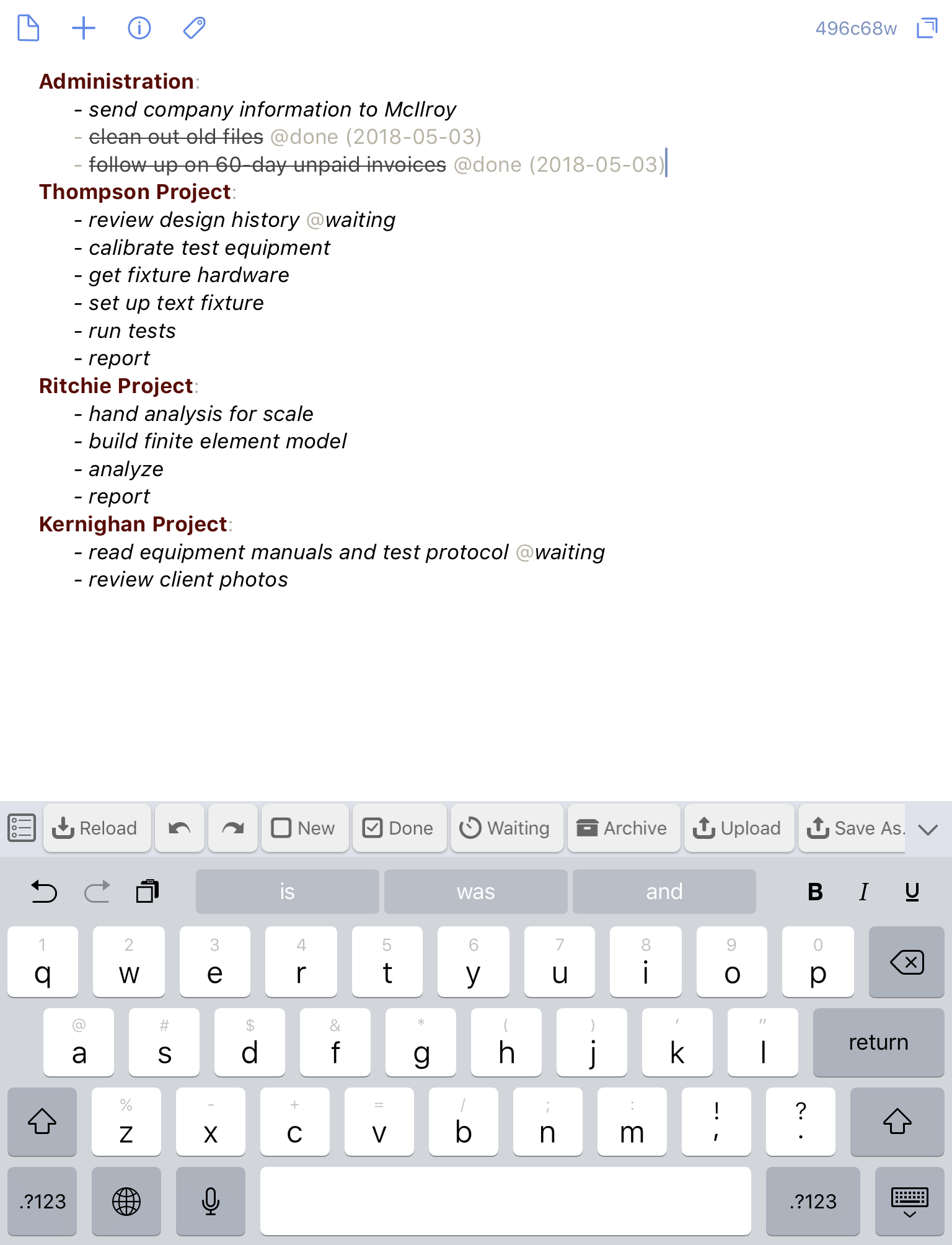 TaskPaper actions for Drafts 5 - All this